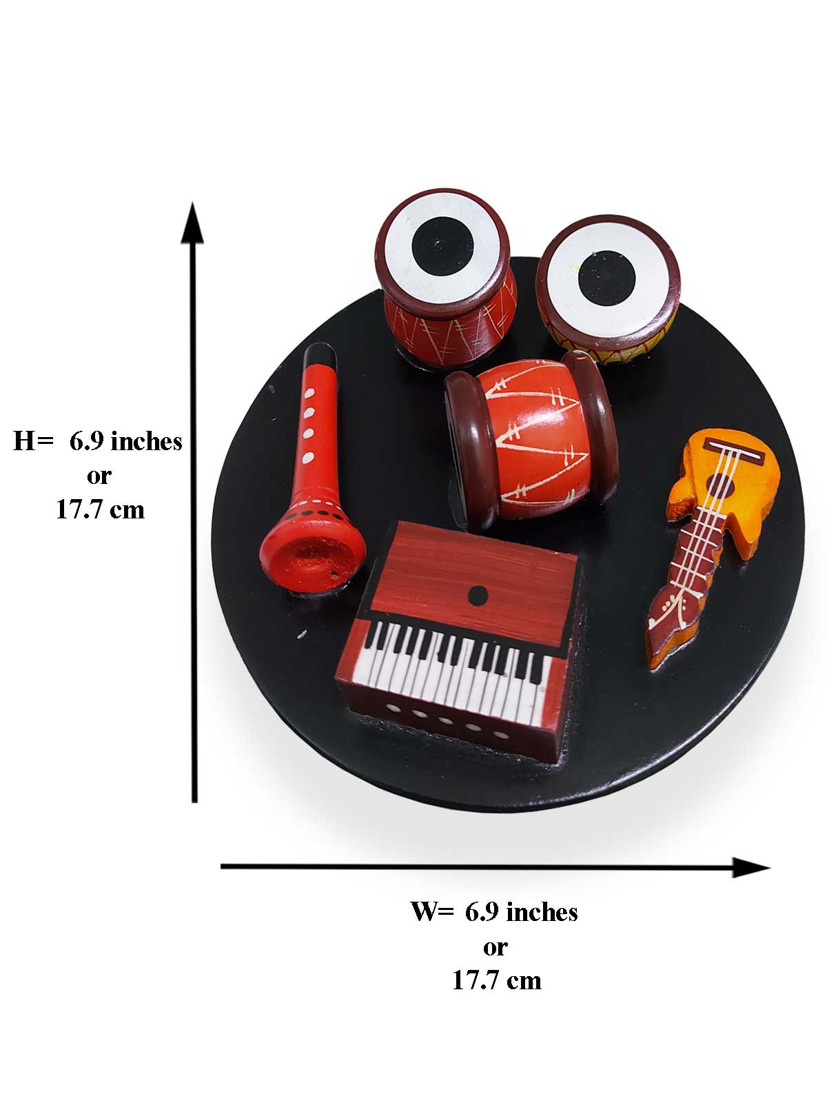 Miniature Musical Instruments Set - 7 inch Black Base